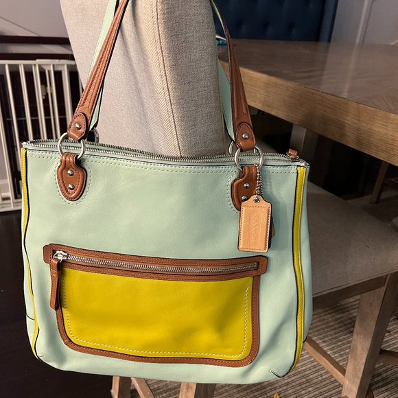 Coach | Bags | Coach Park Large Color Block Leather Tote Purse | Poshmark